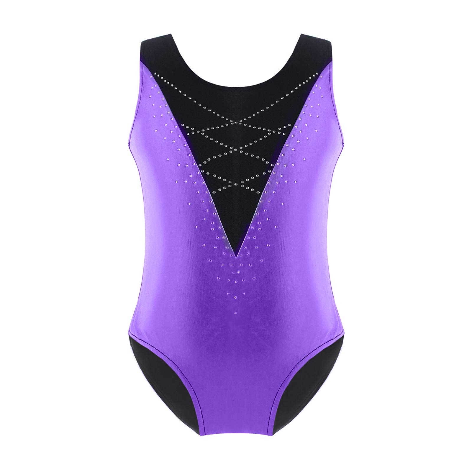 MSemis Kids Girls Sleeveless Metallic Gymnastic Leotard Bodysuit ...