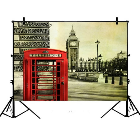 BSDHOME 7x5ft City Backdrops, Red Telephone Booth with the Big Ben ...