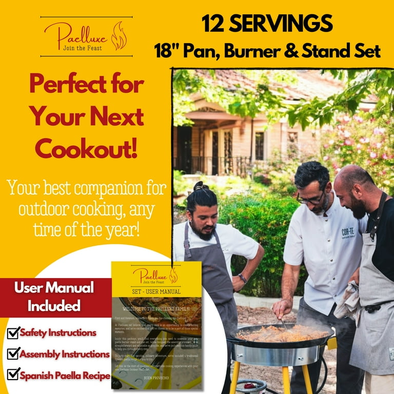 Paella Burner And Stand Paelluxe 22 Inch Paella Pan 16 Servings ...