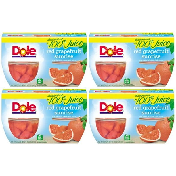 (16 Cups) Dole Fruit Bowls Red Grapefruit in 100% Fruit Juice, 4 oz ... (16 Cups) Dole Fruit Bowls Red Grapefruit in 100% Fruit Juice, 4 oz ...