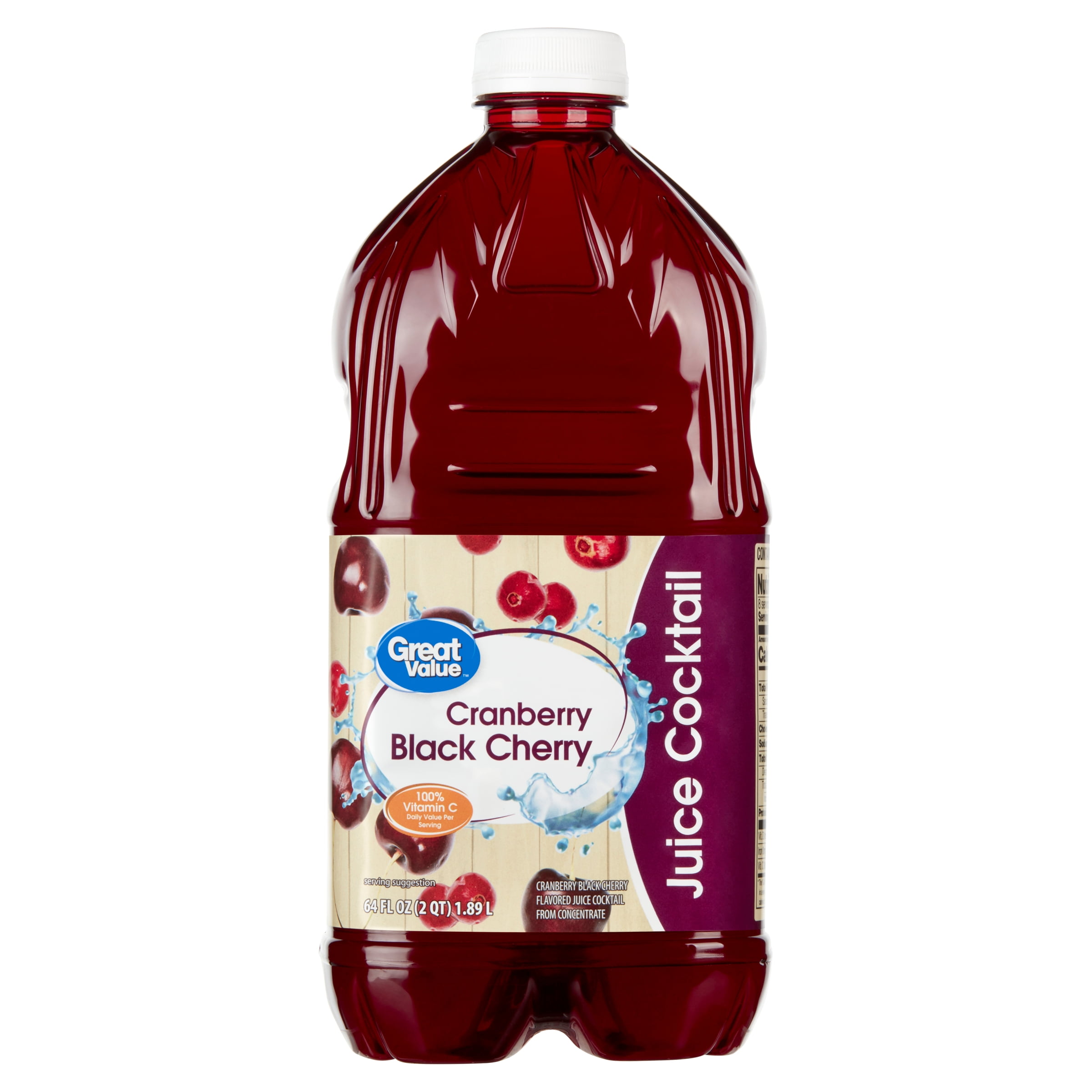 Great Value Cranberry Black Cherry Juice Cocktail, 64 fl oz - Walmart.com