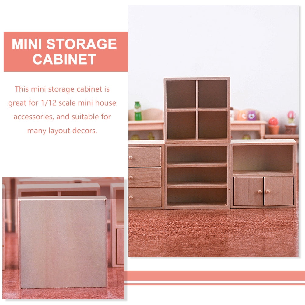 Frcolor 4pcs Mini House Cabinet Decor Miniature Wooden Cabinet ...
