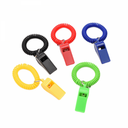 5 Pcs Keychain Whistle Wrist Coil Plastic Spring Flexible Spiral Wrist ...