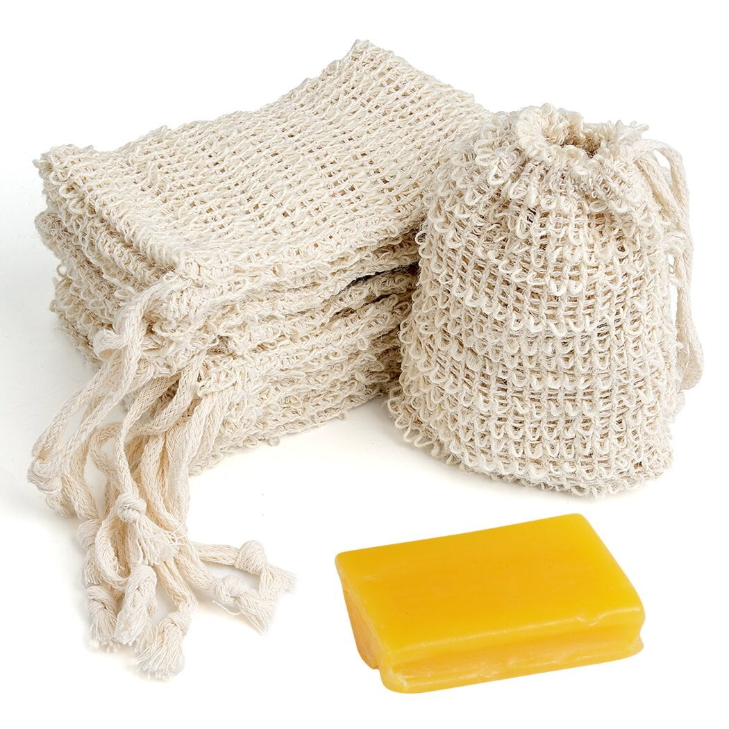Sisal Soap Saver Bag With Drawstring Reusable Exfoliating Soap Pouch