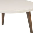 24" Modern Coffee Table Round Off White MDF Top Tapered Brown Mango ...