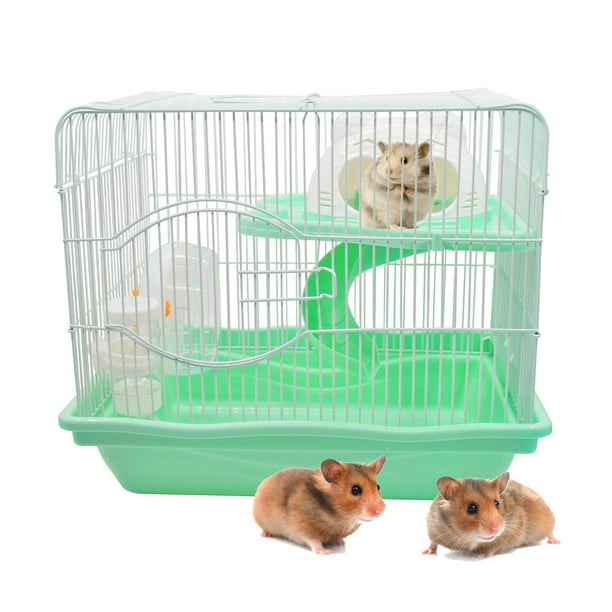 Portable 2-Tier Hamster Cage with Free Water Bottle, Houses, and Exercise Wheel - Ideal for Any ...