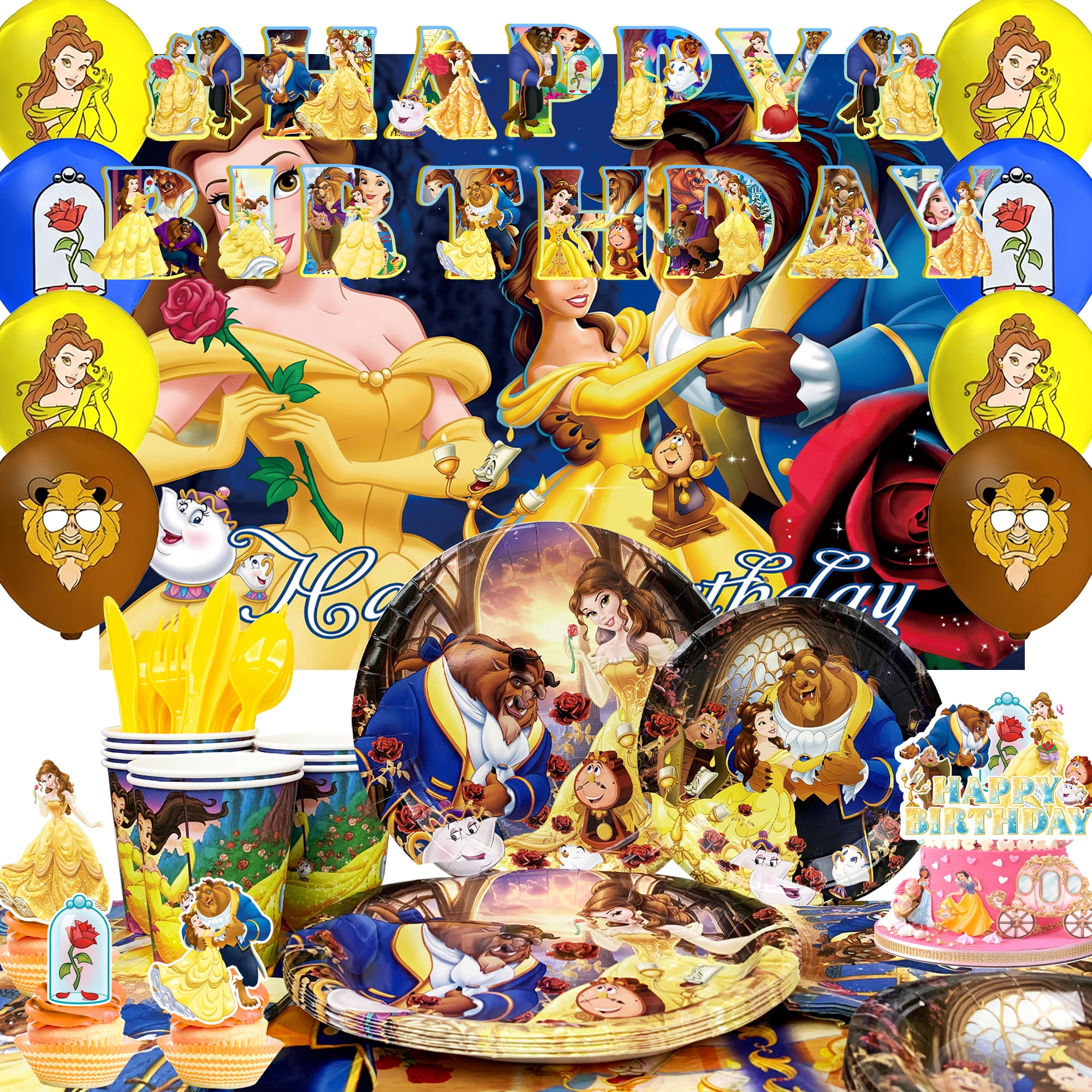 Click here for Elifjoydeco 98pcs Beauty And Beast Birthday Party... prices