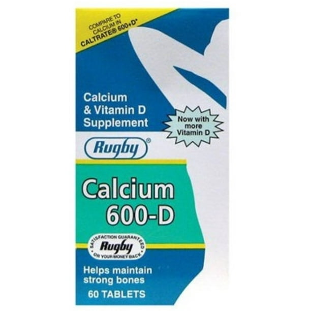 Rugby Calcium 600-D With Calcium and Vitamin D Supplement 60 ea ...