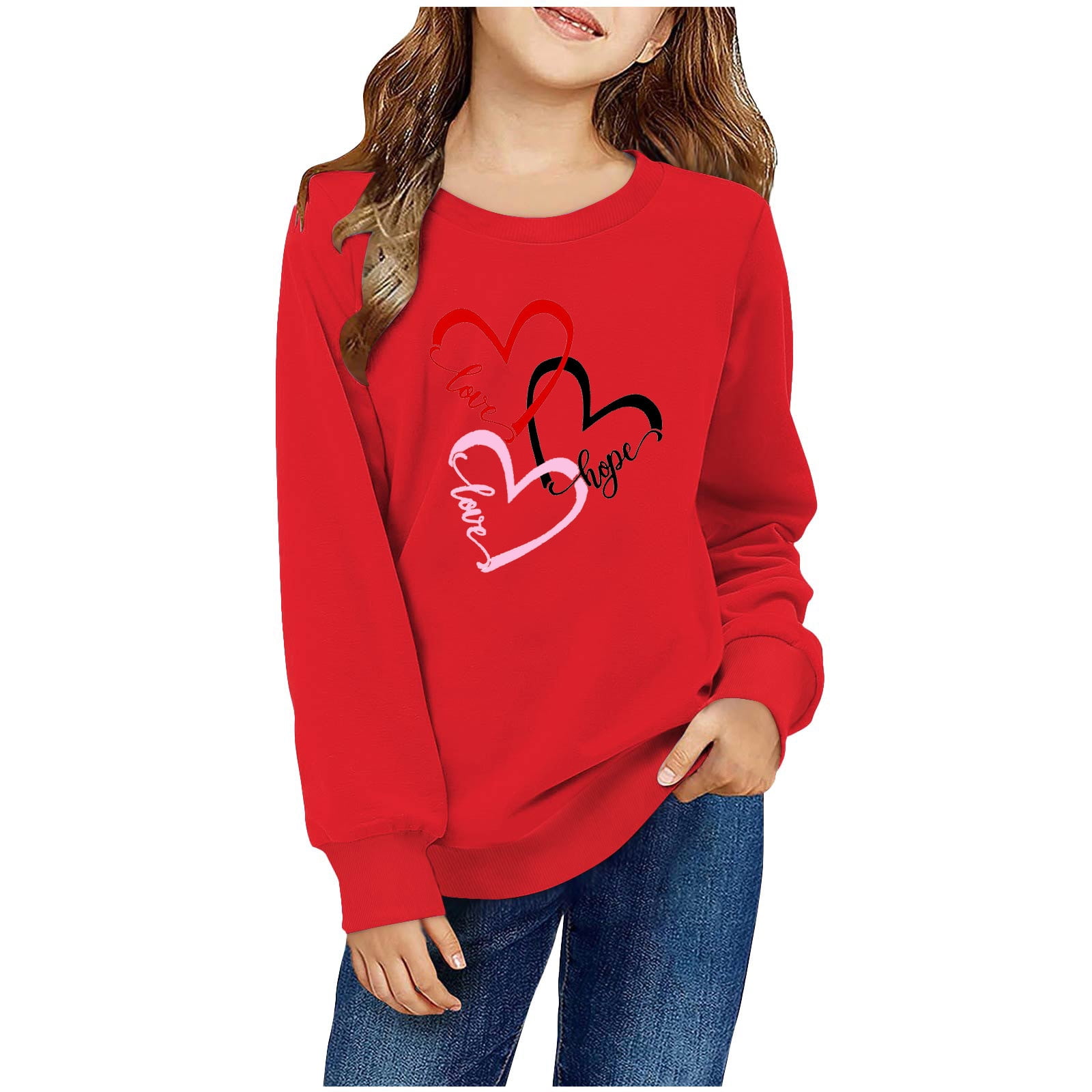 Click here for Xmmswdla Girls Valentines Sweatshirt Love Heart Gr... prices