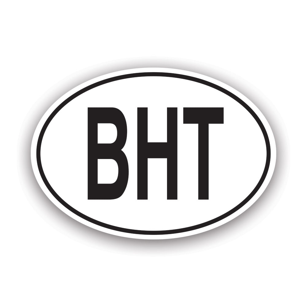 BHT Bhutan Country Code Oval Sticker Decal - Self Adhesive Vinyl ...