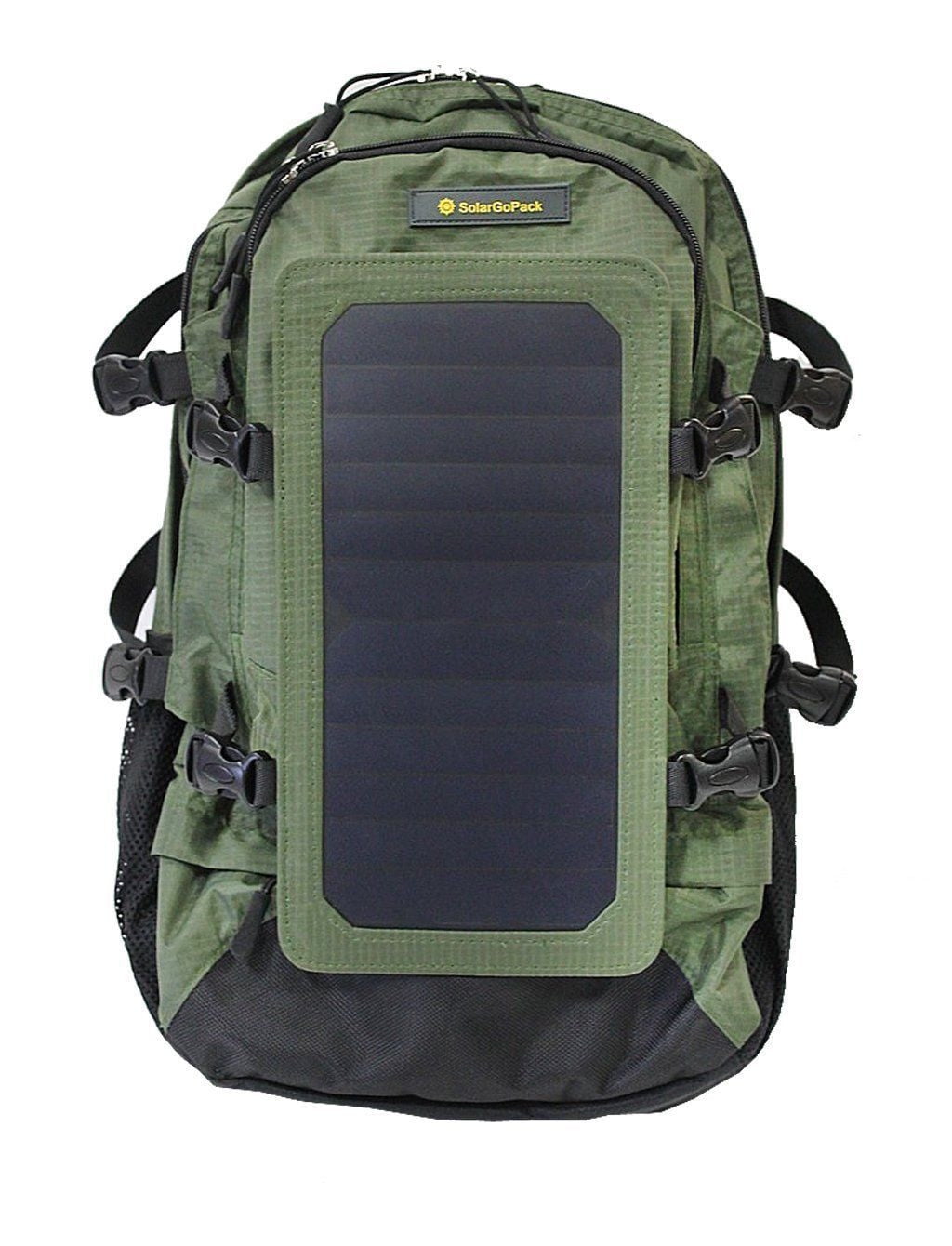 SolarGoPack Solar Powered Backpack / Army Green / 7 Watt Solar Panel ...