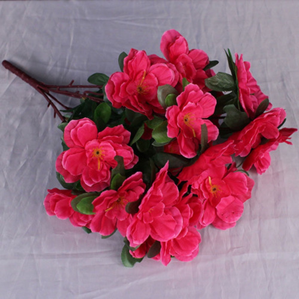 Bouquet Artificial Red Azalea Flowers Bushes Wedding Home Garden ...