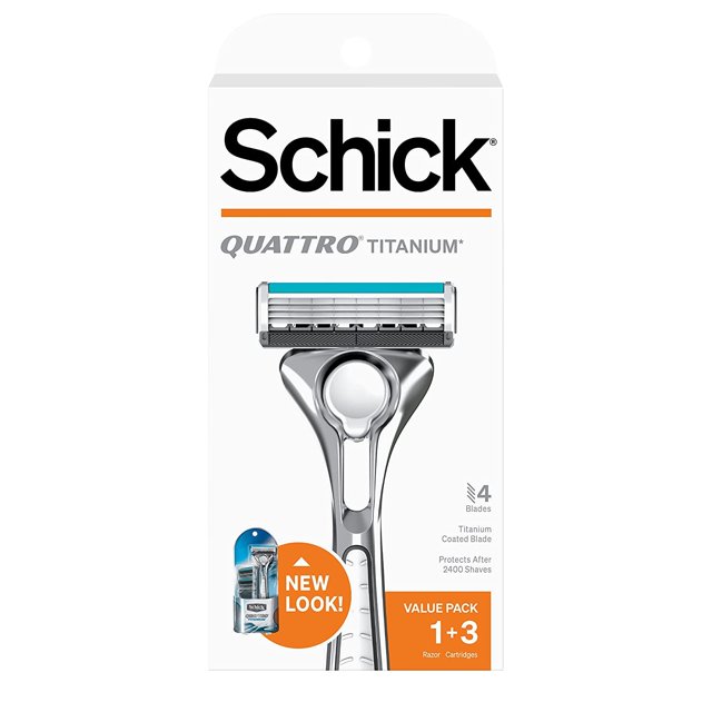 Schick Quattro Titanium 1 Razor and 3 Refill Blade Cartridges - Walmart.com