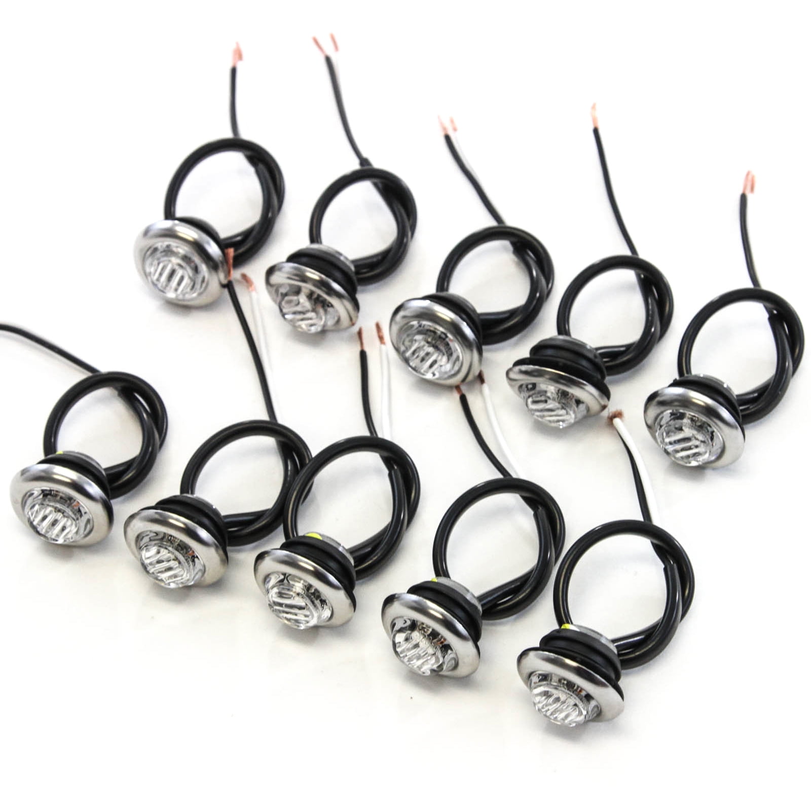 Red Hound Auto 10 Clear/Amber LED Marker Lights 3/4 inches Trailer ...