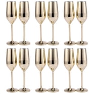 Fun Express Bulk 100 Pieces Clear Plastic Champagne Flutes with Gold ...