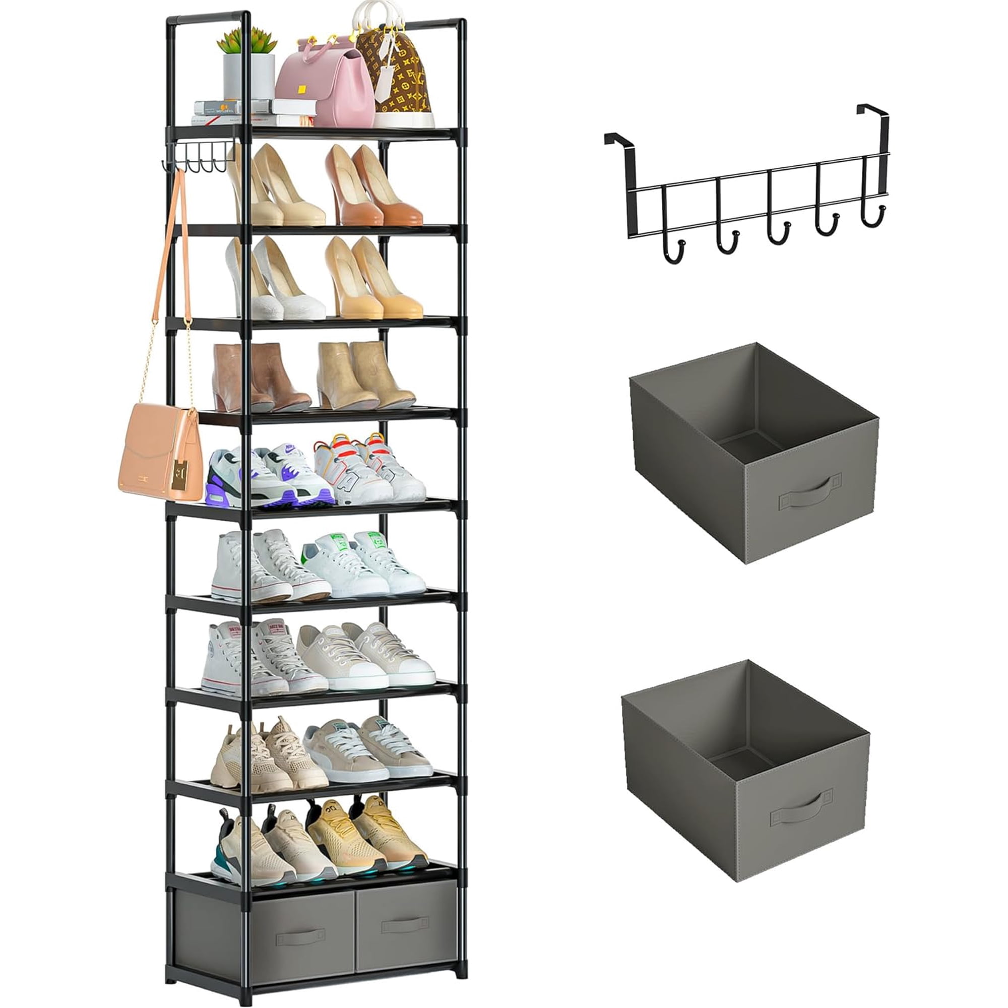 Click here for Unbranded Tall Shoe Rack 10 Tier Narrow Shoes Rack... prices
