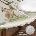 Animal Pattern Bear Deer Fox Rabbit Round Fitted Tablecloth with ...