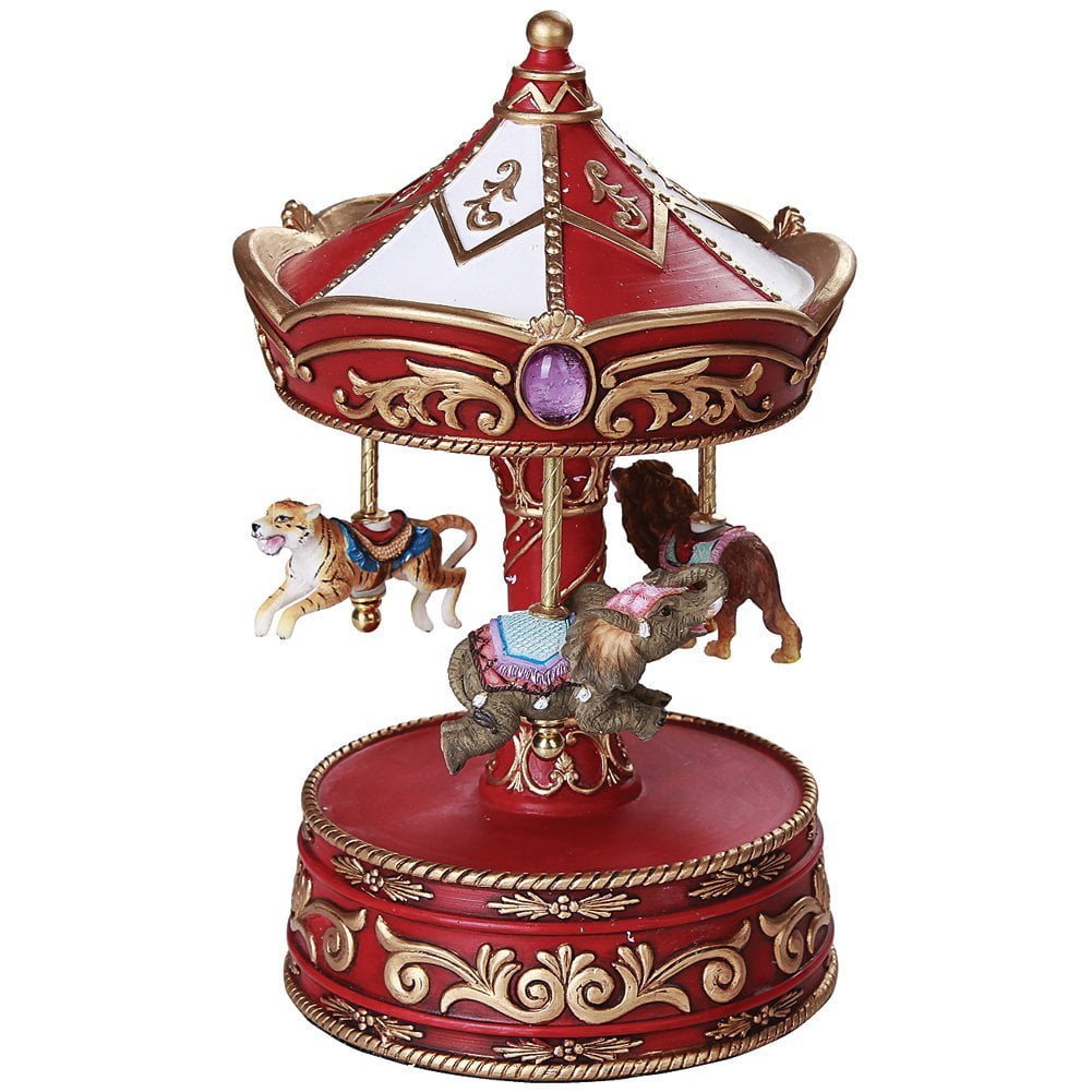 Ebros Animal Circus Rolling Into Town Vintage Musical Rotating Carousel ...
