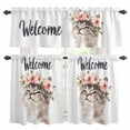 Cute Kitty Pink Flowers Curtain Tier and Valance Set 3 Piece,Welcome ...