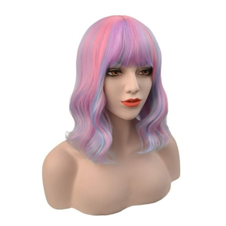 Black and White Wig hort Curly Wig Black White Wig with Bangs for Women ...