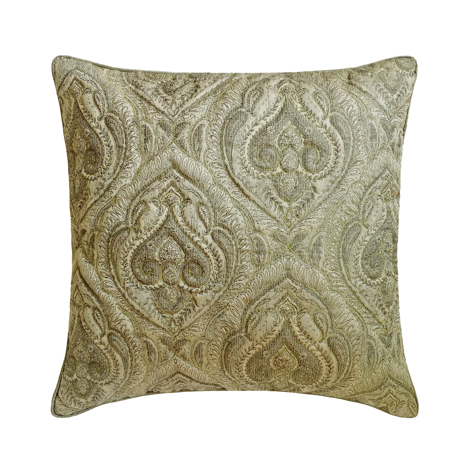 Decorative Grey 24"x24" (60x60 cm) Throw Pillows, Jacquard Quilted Zari ...