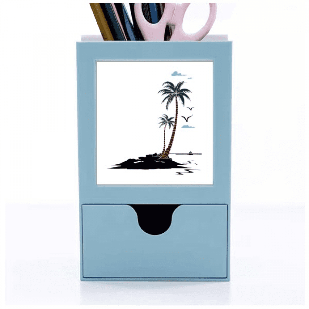 Coconut Tree Cloud Seagulls Beach Desk Supplies Organizer Pen Holder ...