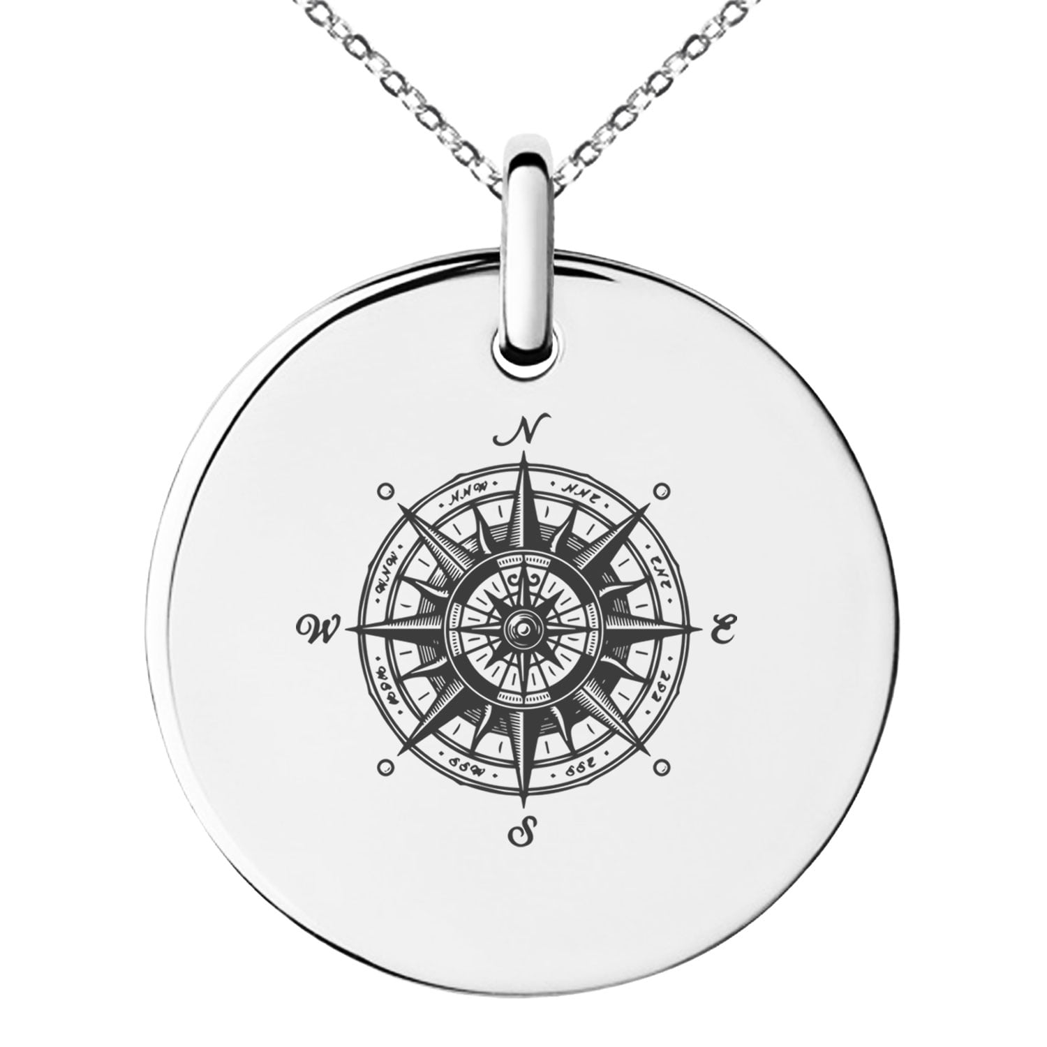 Stainless Steel Nautical Vintage Compass Engraved Small Medallion ...