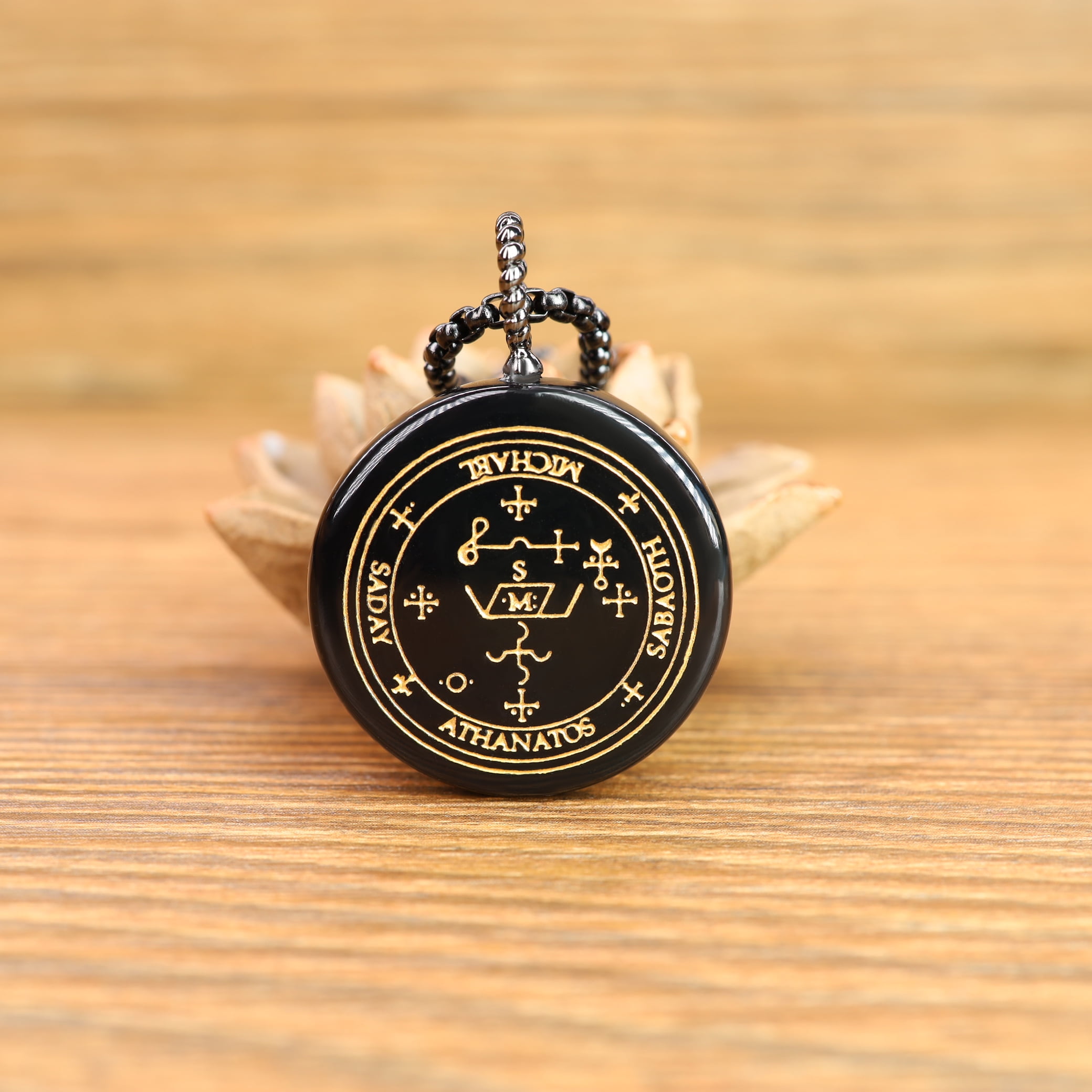 Buy COAI Religious Jewelry Sigil of Saint Michael Obsidian Stone ...