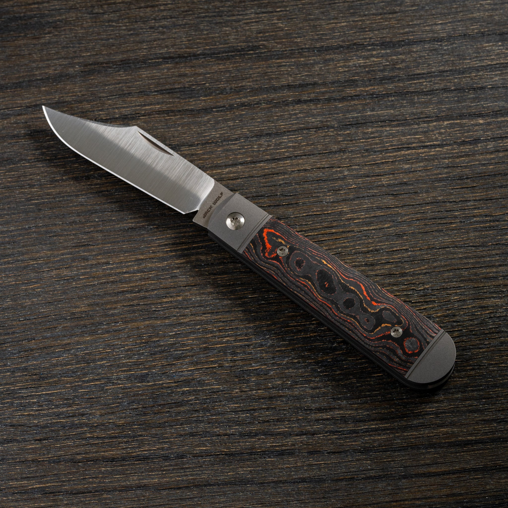 Jack Wolf Knives Big Bro Jack CamoCarbon Sunset Orange Slip Joint ...