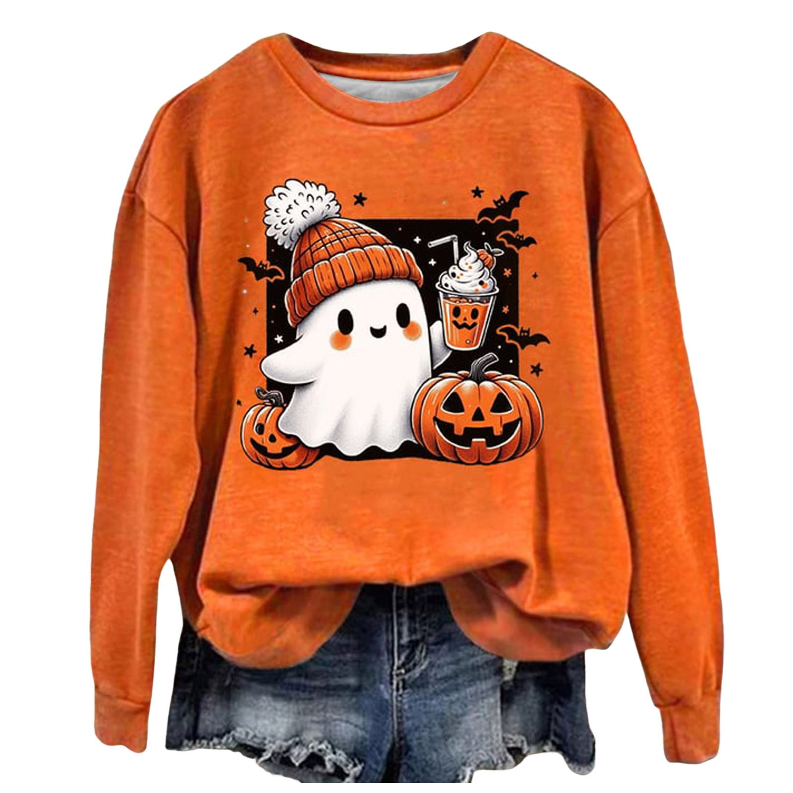Click here for Huaizzzy Womens Halloween Cute Print Crew Neck Swe... prices