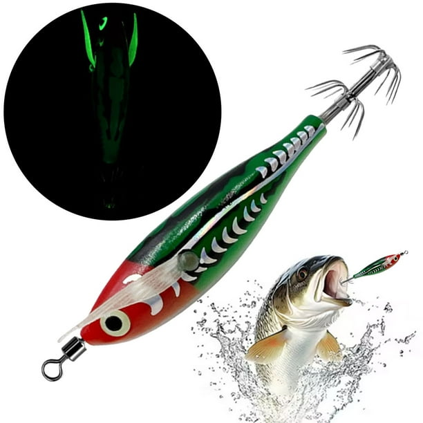 Artificial Fake Octopus Señuelos Luminosos Jig Hook Fishing Lure Wood ...