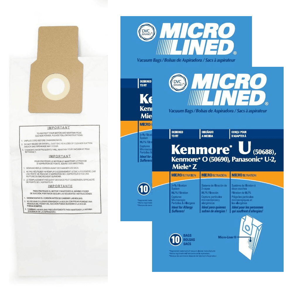 DVC Micro-Lined Paper Replacement Bags Style U, Style O Replace Kenmore ...