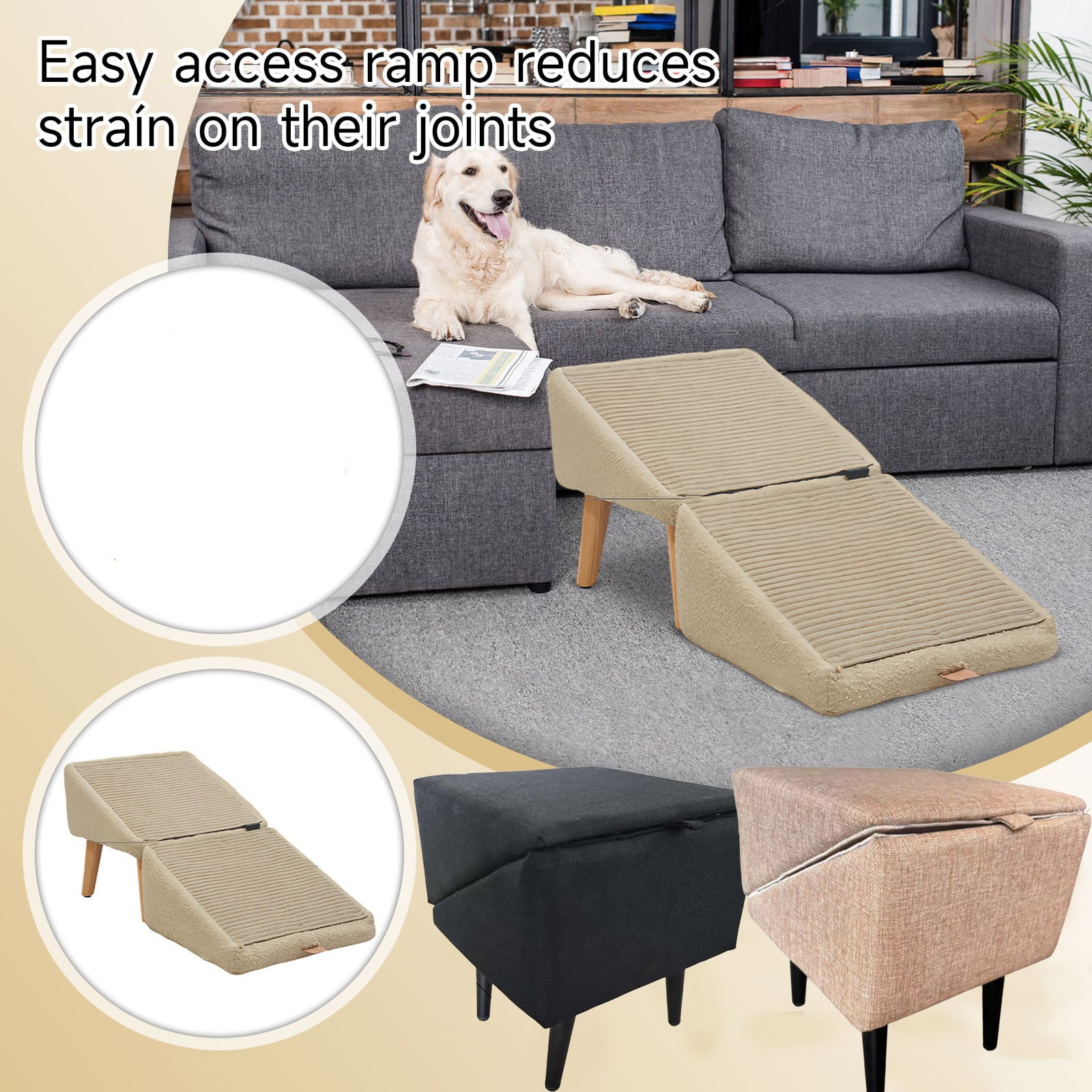 Seatmate Split Dog Ottoman Split Ottoman Dog Ramp, 2-in-1 Folding Pet ...