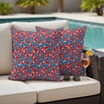 Blue Floral Pillow Covers 2 Pack Flower Leaves Farmhouse Red Background ...