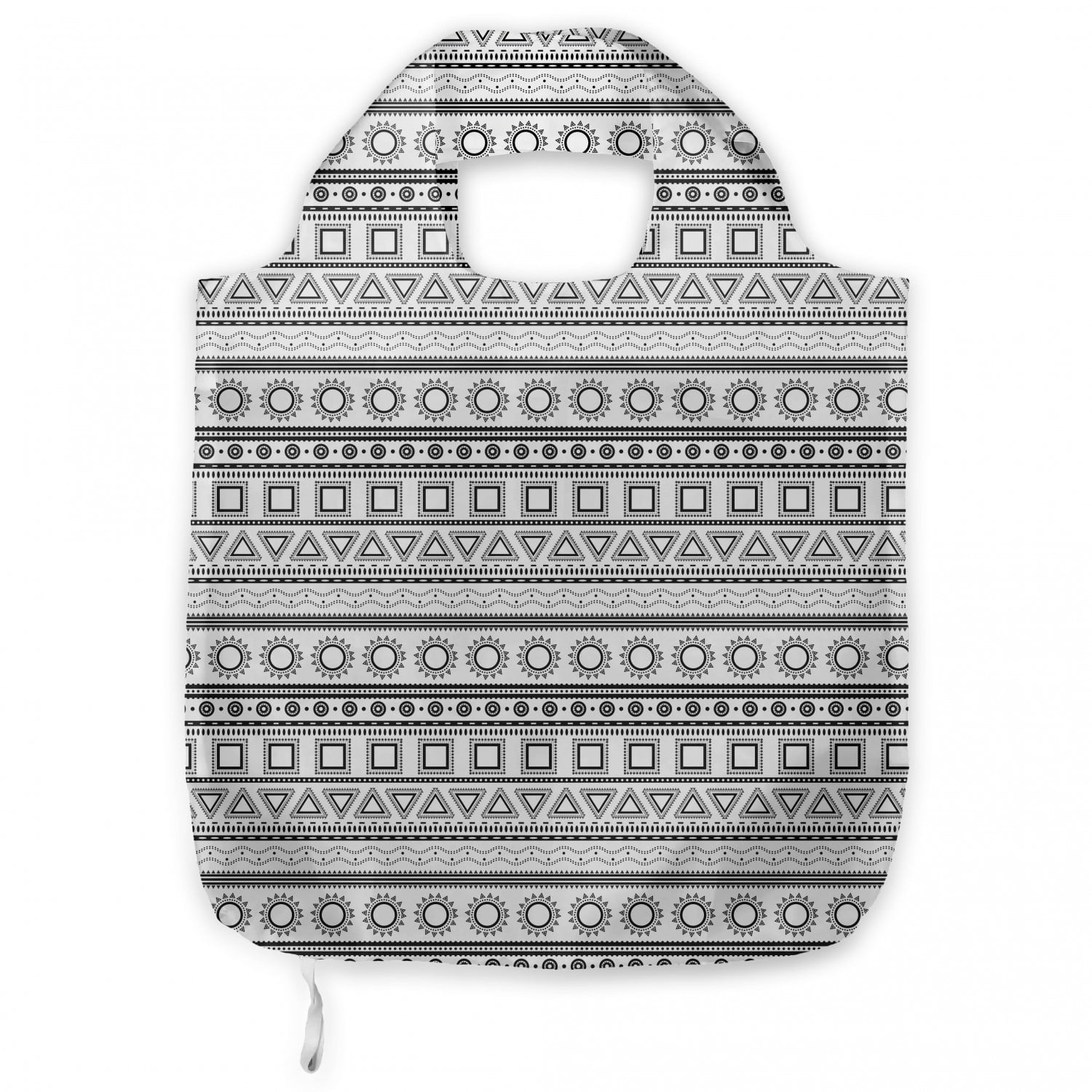 Prehistoric Fabric Shopping Tote, Borders Traditional Sun Triangles ...