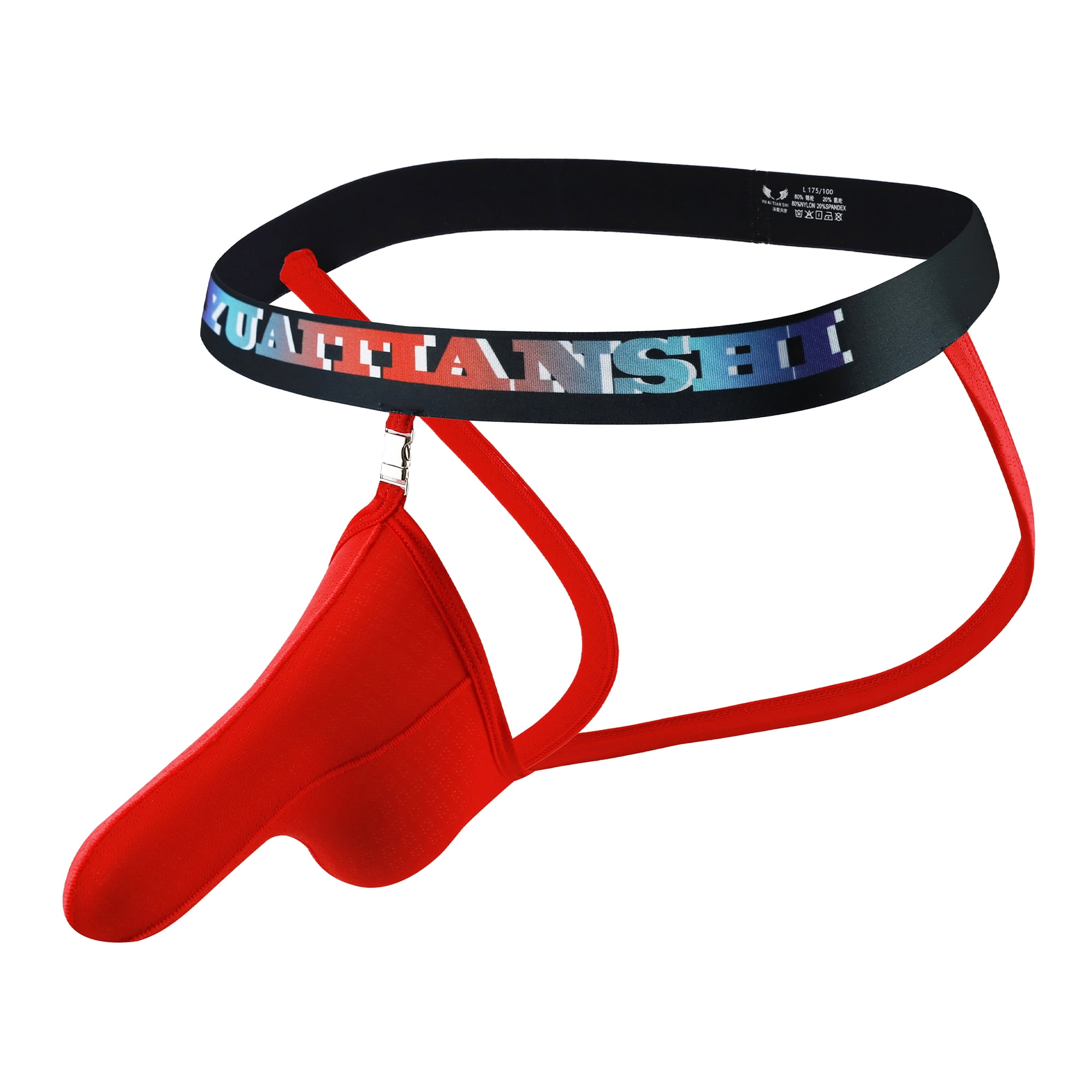 Mizok Mens Jockstraps Breathable Sexy Underwear Red Xl
