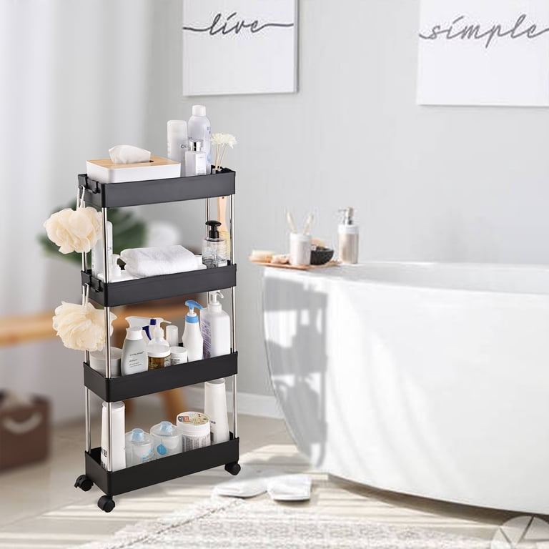 Bathroom Storage Trolley Gymax Slim Rolling Storage Cart 3 Tier