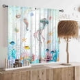 Coastal Curtains, Summer Beach Theme Watercolor Nautical Jellyfish ...