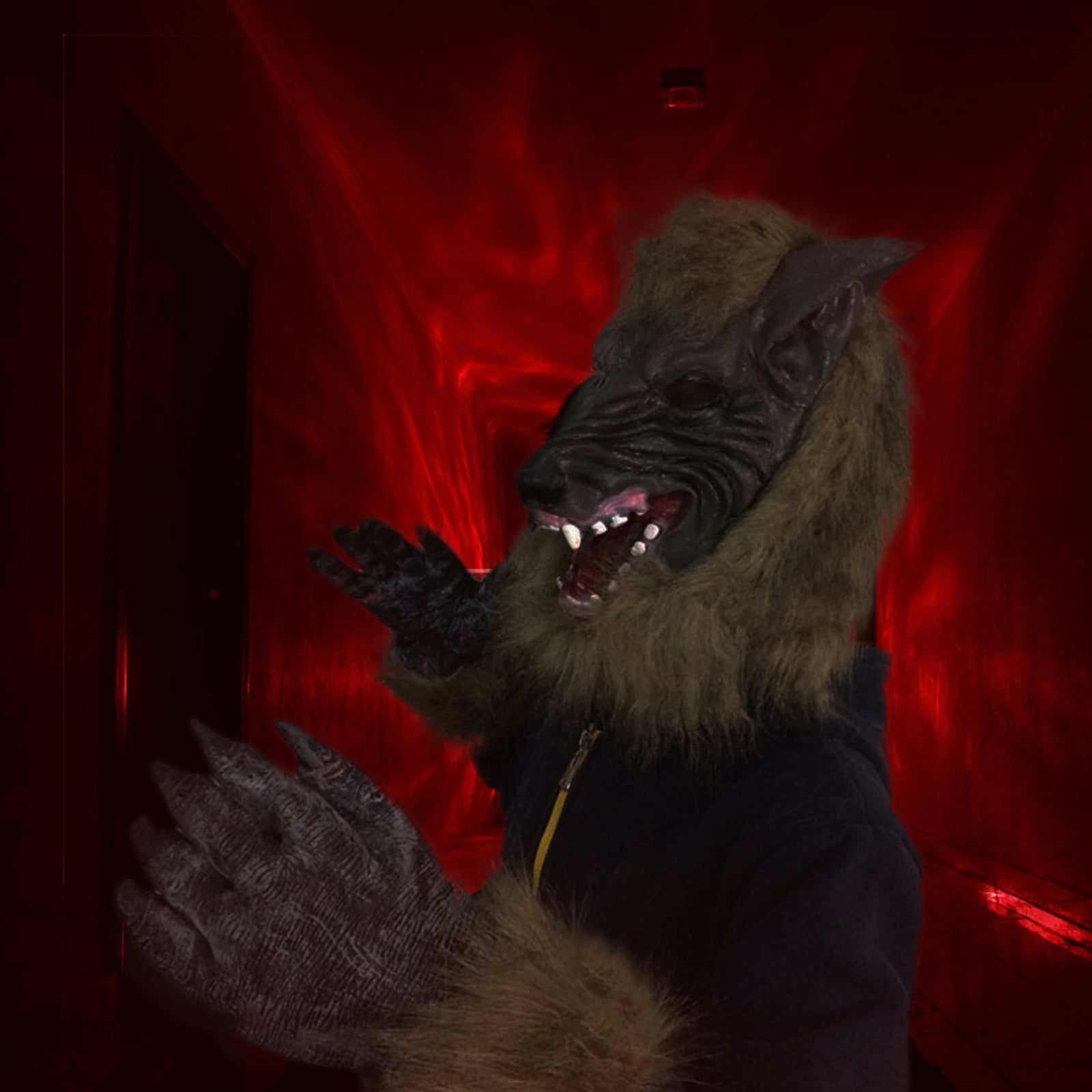 Buy Doolland Fake Werewolf Hand Costume Gloves - Brown Hairy Wolf Claw ...