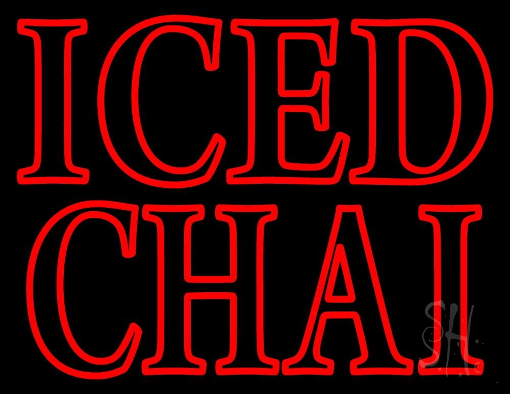 Iced Chai LED Neon Sign 24 x 31 - inches, Black Square Cut Acrylic ...