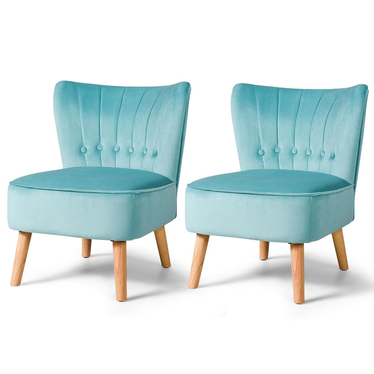 Giantex Set of 2 Armless Accent Chair, Wingback Velvet Sofa Chair w ...
