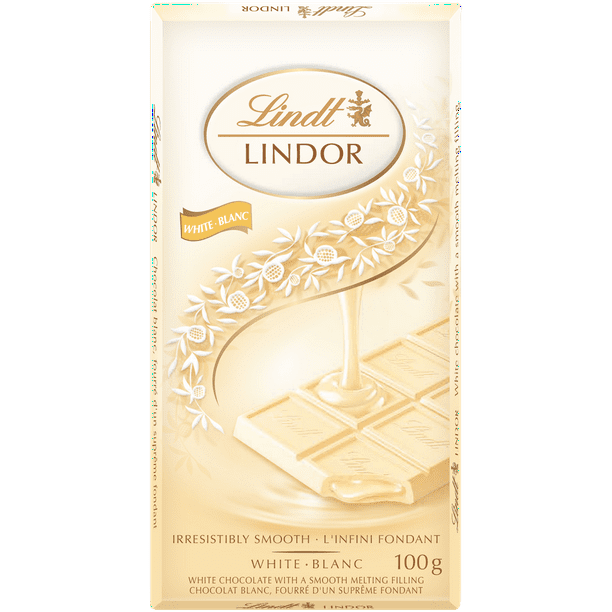 Lindt LINDOR White Chocolate Bar, 100 Grams, 100g Chocolate Tablets ...