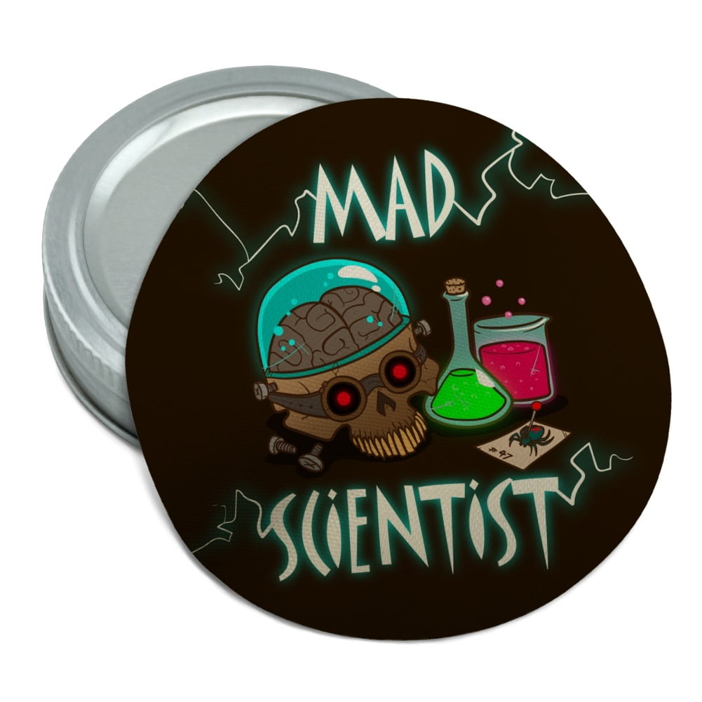 Mad Scientist with Beakers Brain Round Rubber Non-Slip Jar Gripper Lid ...