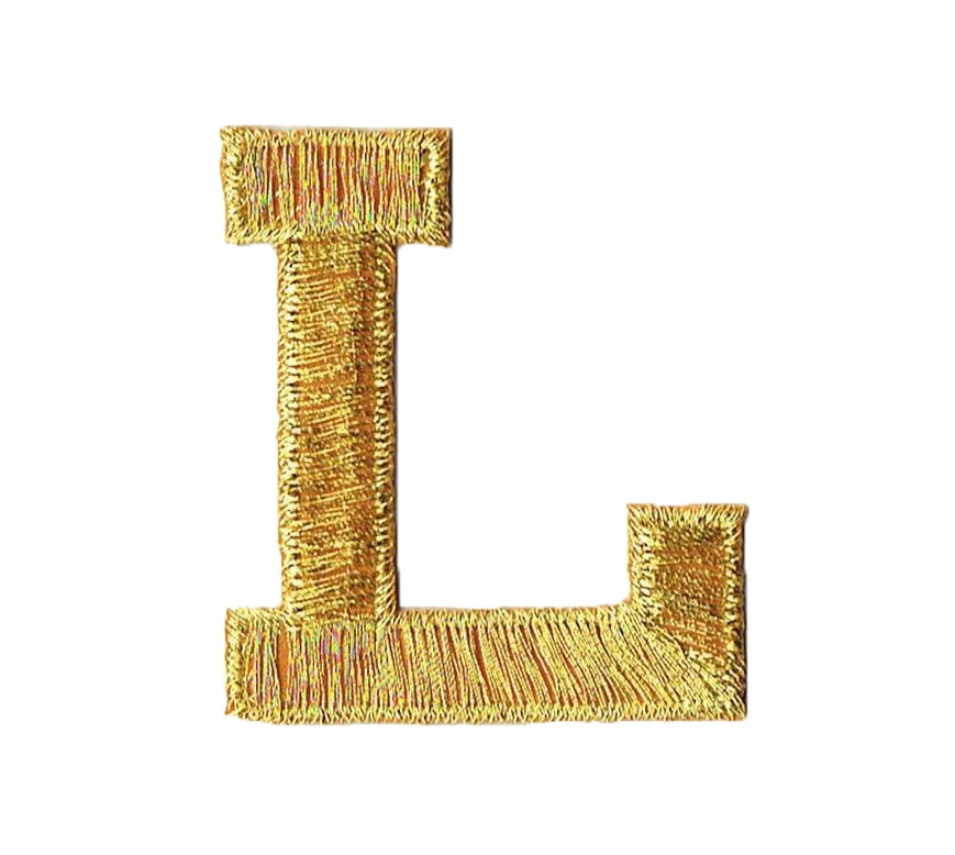 Alphabet Letter - L - Color Gold - 2" Block Style - Iron On Embroidered ...
