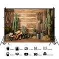 SUNOLIFE Western Cowboy Backdrops Banner Rustic Wood Barn Background ...