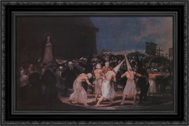 Procession of Flagellants on Good Friday 24x17 Black Ornate Wood Framed ...