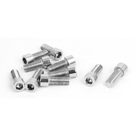 10pcs 6mm Stainless Steel Hex Key Socket Head Cap Screws Bolts M8x1 ...