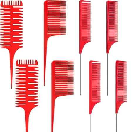 8 Pieces Weaving Highlighting Foil Hair Comb 3CPDD Way Sectioning Comb ...