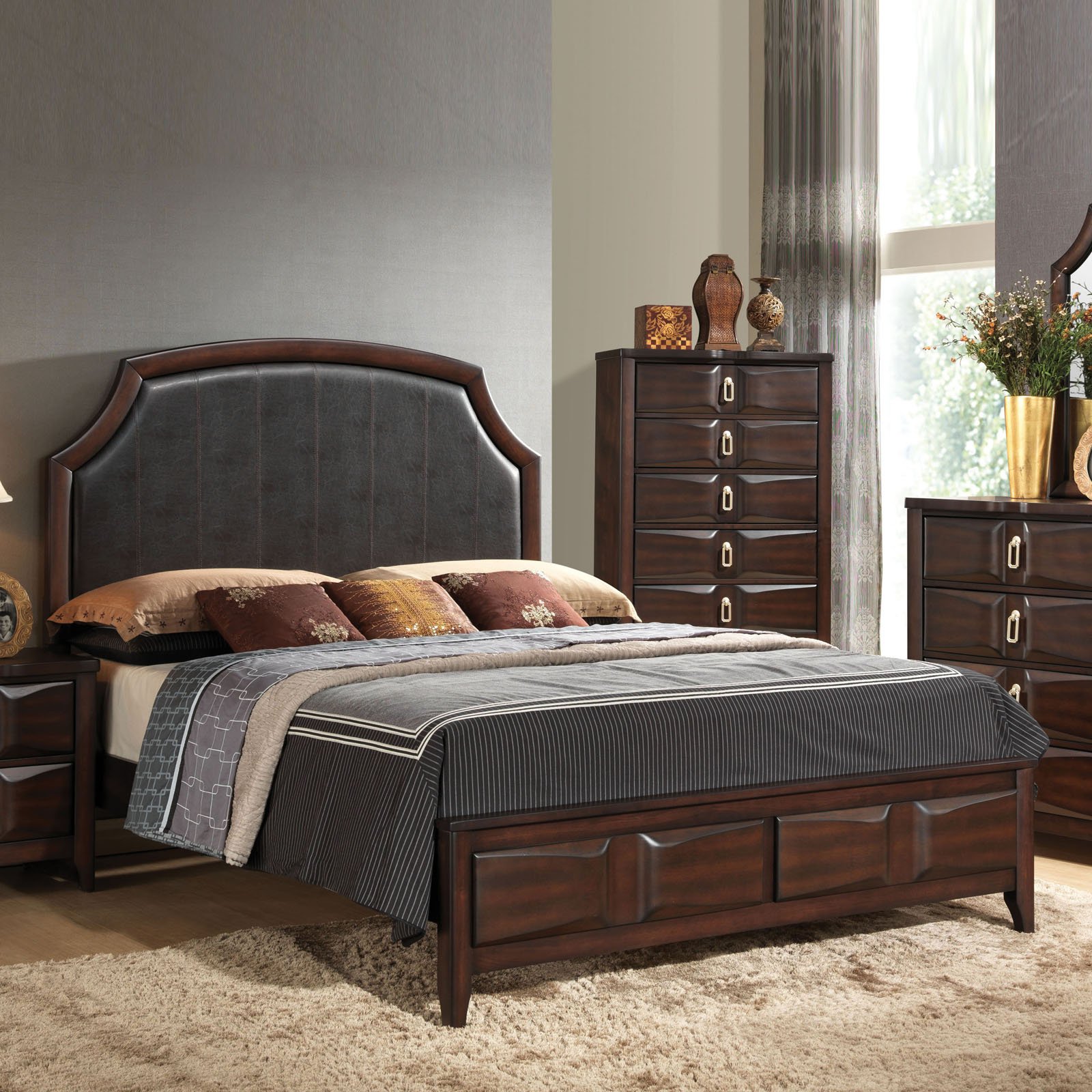 ACME Lancaster Queen Bed in Espresso PU & Espresso, Multiple Sizes ...