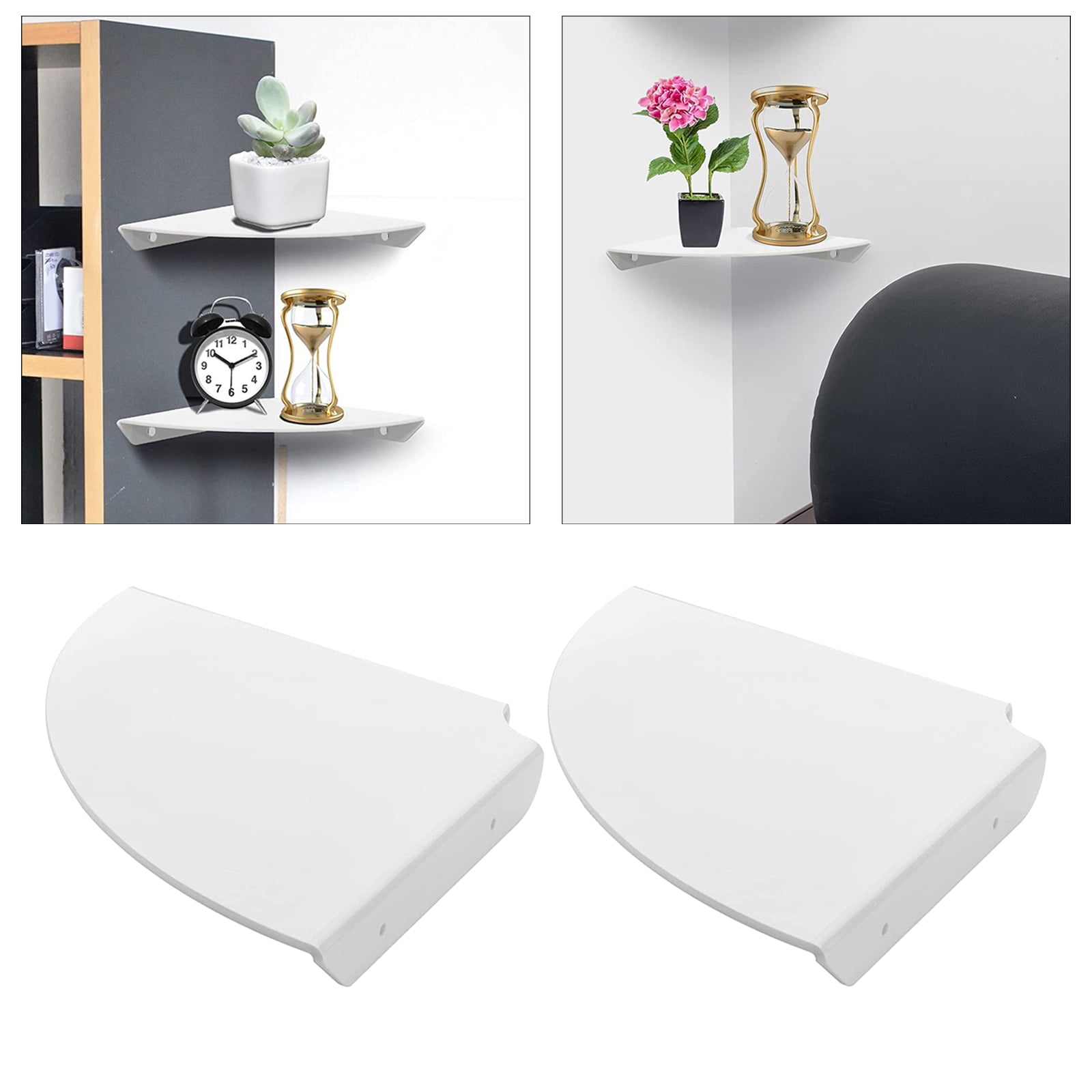 Set of 2 Acrylic Corner Shelves Organizer Wall Mounted Screw - Walmart.com